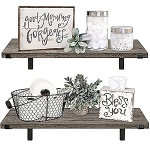 QEEIG Grey Floating Shelves 24 inches Long Bundle (Contains 2 Items)