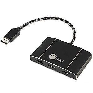SIIG DisplayPort 1.4 Multiport MST Hub Video Splitter 4K60Hz - DisplayPort Splitter 2X DP, 1x HDMI, DP Multiple Monitor Adapter Not for MacOS(CE-DP0N11-S1)