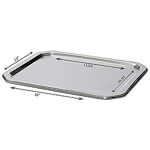 Bezrat Stainless Steel Food Serving Tray – Rectangular Decorative Mirrored Serveware Platter - Large (16" x 13")