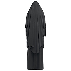 Burkas for Women Muslim Hijab Dress Abayas for Women Muslim Saudi Full Cover Two-piece Prayer Dress Hijab Scarf Full Length Islamic Abaya Set Jilbab for Muslim Women Black One Size