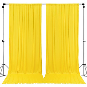 AK TRADING CO. 10 feet x 8 feet IFR Polyester Backdrop Drapes Curtains Panels with Rod Pockets - Wedding Ceremony Party Home Window Decorations - Lemon Yellow