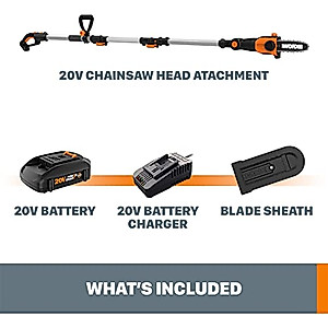 WORX WG349 20V Power Share 8" Pole Saw with Auto Tension