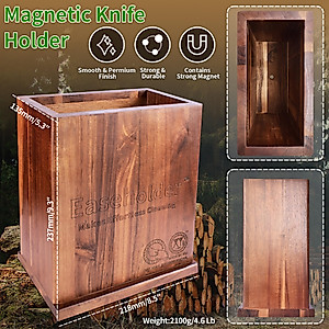 Easeholder Magnetic Knife Block without Knives, Double Side Magnetic Knife Holder Stand, Acacia Wood, Extra Large Capacity Magnet Knife Storage for Knives and Utensils, Kitchen Organizer Rack Tool