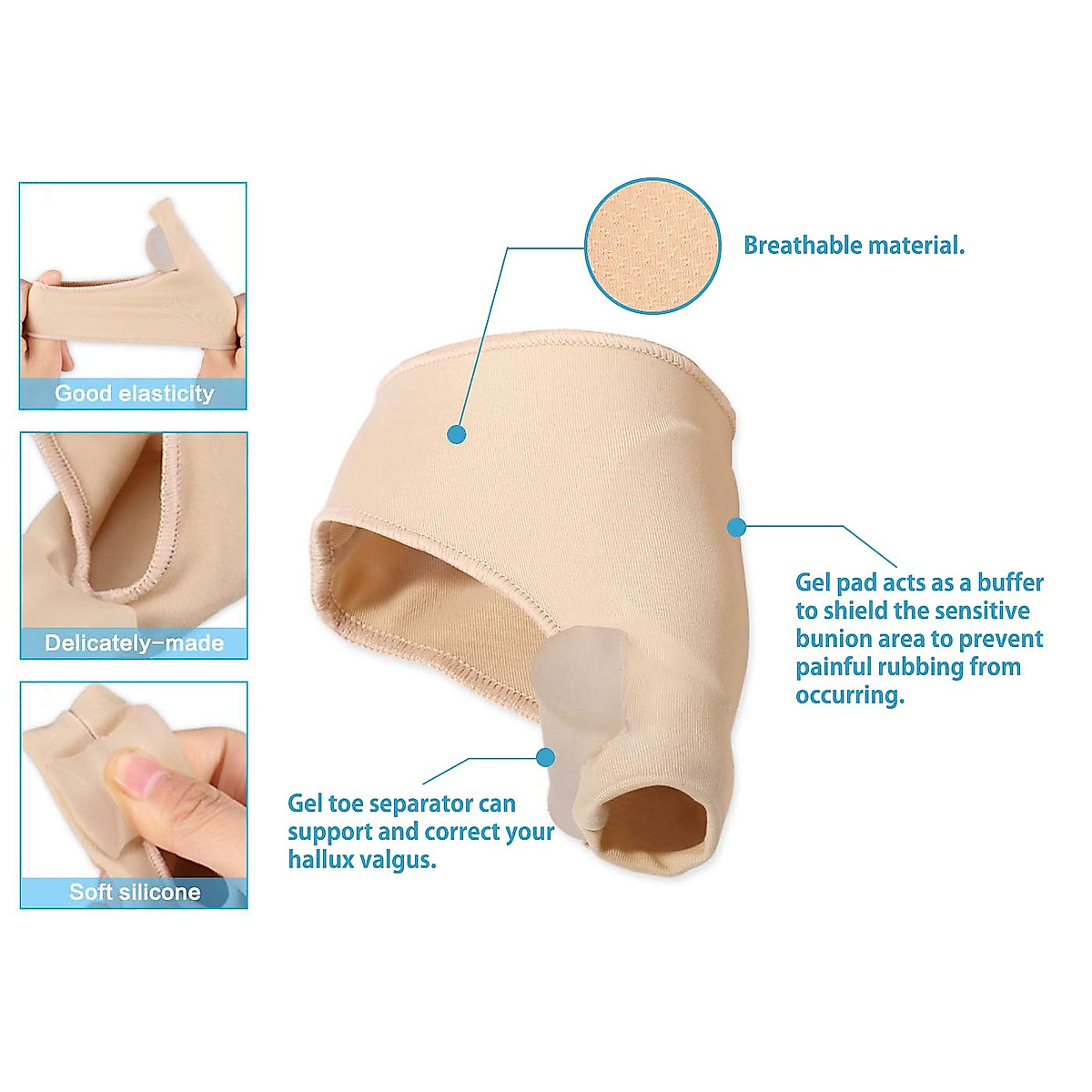 DRAMEDIC Bunion Corrector Splint Cushions Orthopedic Toe Separator Support Splint Turf Brace Spacer Straightener Protector Socks Relief Pain Treatment Elastic Hammer Toe Aid Alignment Insole