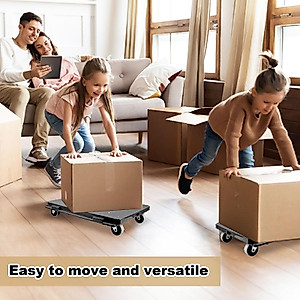 Furniture Dolly, Small Dolly with Wheels, 16.3 x 11 inch Furniture Moving Dolly 4 Wheels Heavy Duty Mini Dolly, Portable Flat Dolly Moving Cart for Moving, 500 Lbs Capacity (Black)