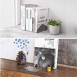 MerryNine Plastic Acrylic Bookends Pair Organizer Bookshelf Decor Decorative Bedroom Library Office School Supplies Stationery Gift (Plastic Acrylic_6 Pairs)
