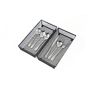BYCY 3 Pack Mesh Flatware Drawer Organizer for Kitchen/Office/Home Tools,Spoon Knife Fork Organizers Box Utensil Tabletop Storage Tray (12 x 6 x 2 Inch)