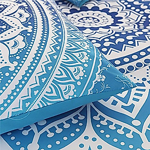Mandala Duvet Cover Set, Full Bohemia Bedding Sets 3 of Set, Boho Quilt Cover with Hidden Zipper and 4 Corner Ties, ZHH