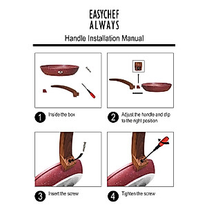 Easy chef always, Nonstick Frying Pan Skillet, 10inch, Non Stick Granite Red Coating, Egg Pan Fry Pan Omelet Pan Healthy Stone Cookware Chef’s Pan, PFOA Free, Induction Compatible