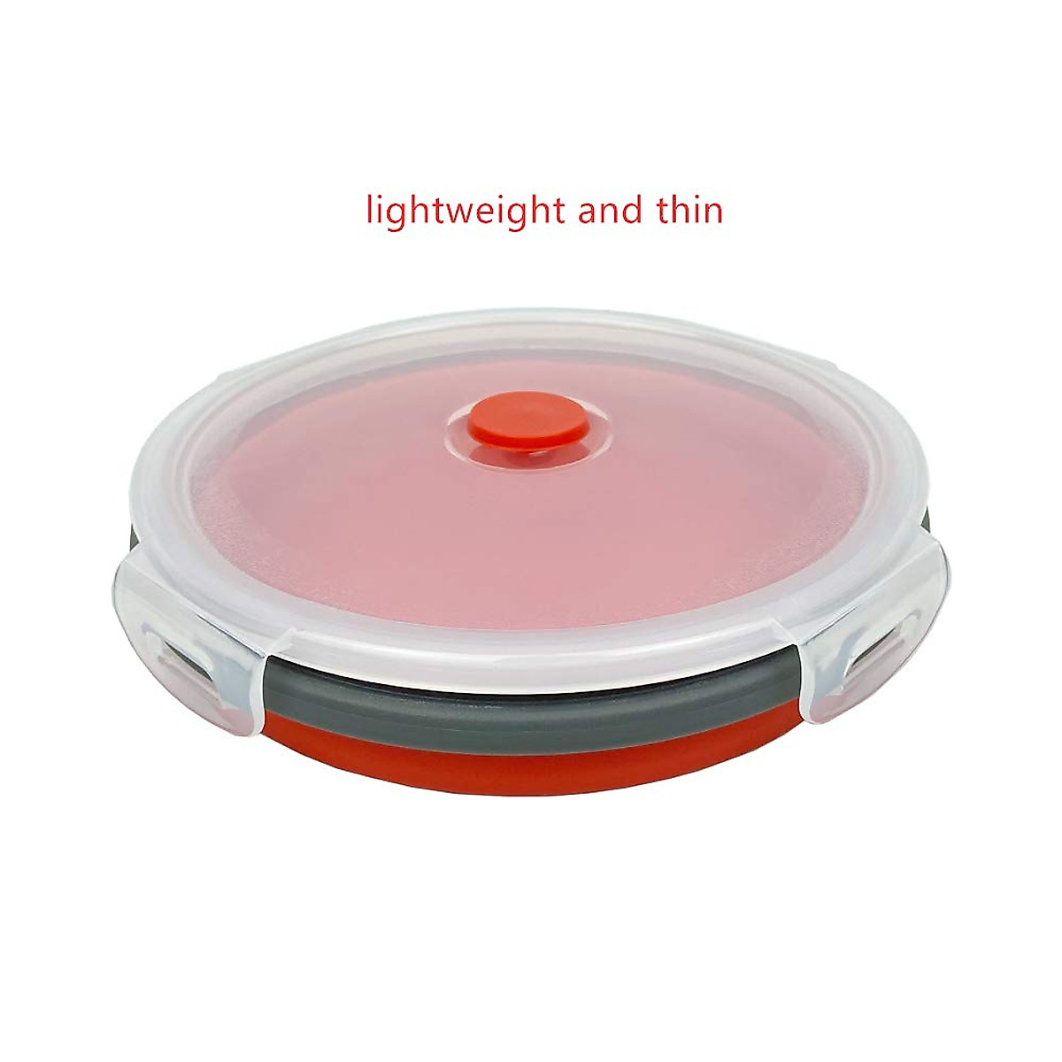 CARTINTS Red Collapsible Food Storage Bowls Silicone Travel Bowls with Leakproof Lids, Microwave and Freezer Safe, Set of 4