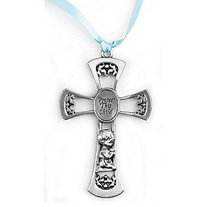 Infant Crib Cross Protect This Child Cross Blue Cross Baby Boy Cross Great Shower Gift