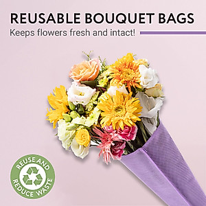 IMPRESA [4 Pack Reusable Bouquet Bags - No Leak Flower Bags for Bouquets - Colorful for Flowers - Flower Bouquet Sleeves - Flower Gift Bags for Valentine's, Weddings, Mother's Day, Anniversary