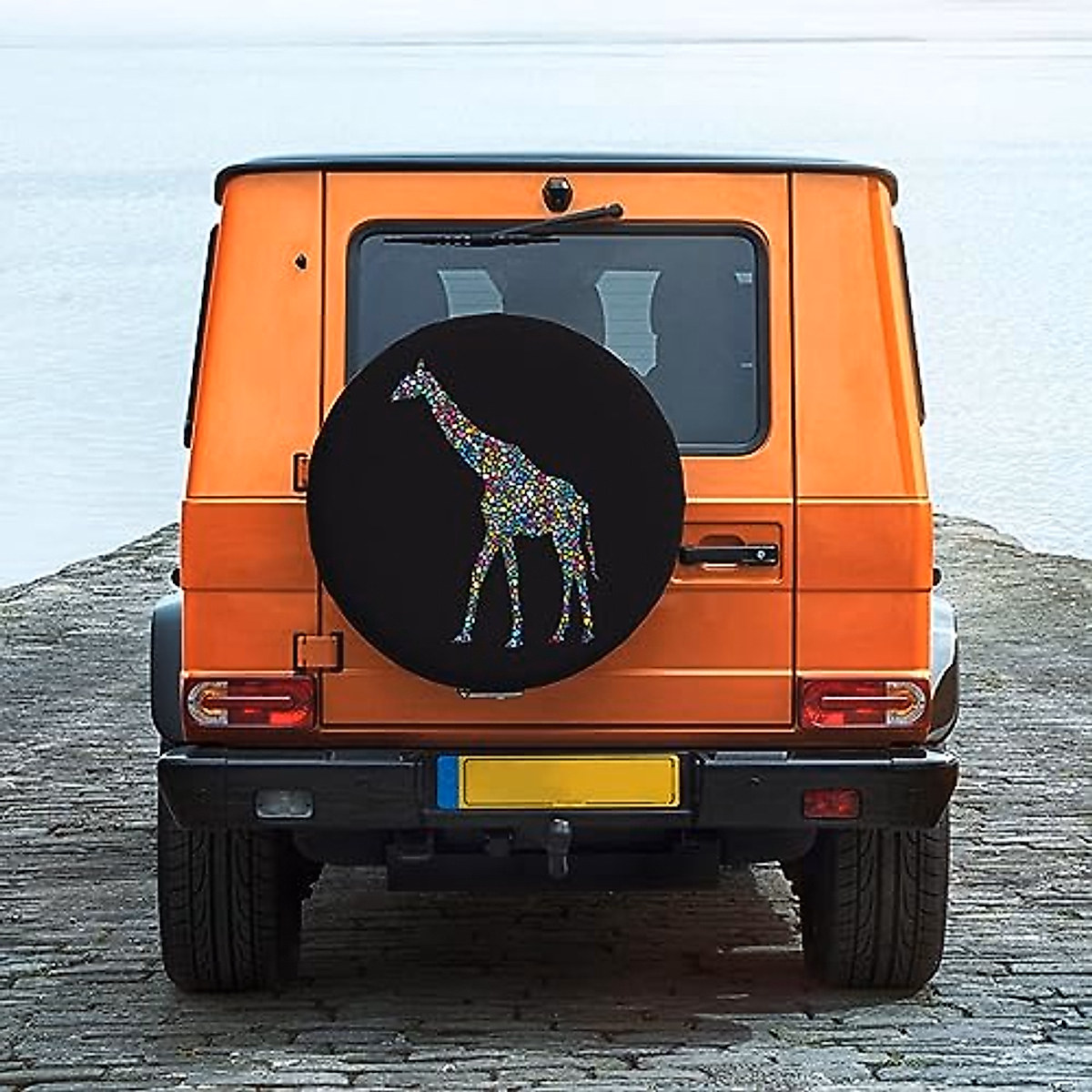 Colorful Landscape Giraffe Funny Tire Cover Universal Fit Spare Tire Protector for Truck, SUV, Trailer, Camper, Rv