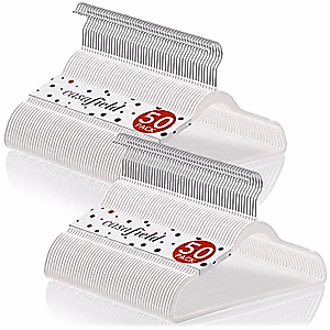 Casafield 100 Ivory Velvet Suit Hangers - Space Saving, Non-Slip & Chrome Swivel Hook for Dress Clothes, Coats, Pants, Shirts, Skirts