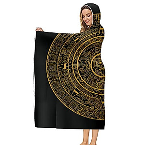 Maya Aztec Calendar Hoodie Blanket Wearable Throw Blankets Warm Air-conditioning Quilt for Baby Kids Adults 51x59in