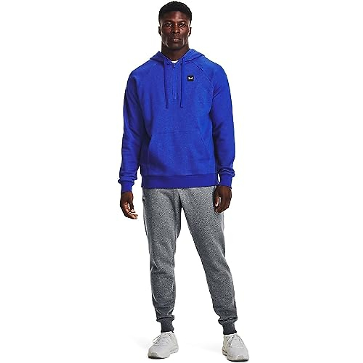 Under Armour Mens Rival Fleece 1/2 Zip Hoodie, (486) Versa Blue Light Heather / / Onyx White, XX-Large