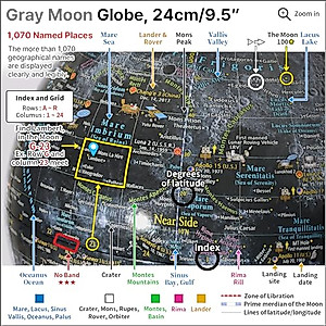 Mapsoft Expolorer Moon Globe, 24cm/9.5", M-24, Lunar Globe, Moon Map, Lunar Map