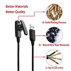 2-Pack Charging Charger Cable Clip for Garmin Forerunner 235/630/645/35/735/S20 Smart Watch
