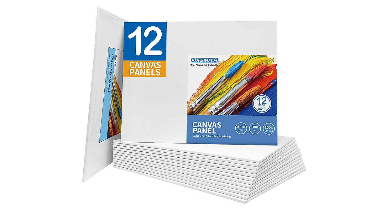 FIXSMITH 8x10 Canvas Panels - 12 Pack for Artists & Hobbyists