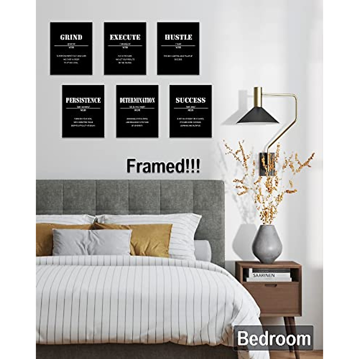 Drsoum Inspirational Office Wall Art - Motivational Wall Decor - Quotes Wall Art for Living Room - Encouraging Canvas Posters for Bedroom - Sayings for Wall Decor - 8” x10” x6 PCS (FRAMED)