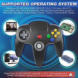 2 Pack USB N64 Controller, FISUPER Wired Video Game Controller USB Gamepad for Windows PC MAC Raspberry PI Retropie (Black)