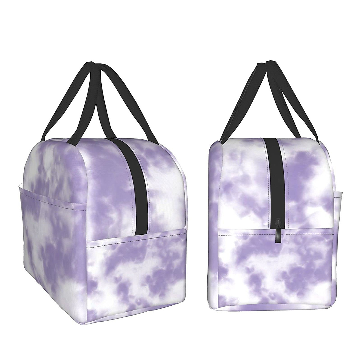 Purple Clouds Tie Dye Lunch Box Bento Travel Bag Picnic Tote Bags Insulated Durable Container Shopping Bag Reusable Waterproof Bags For Adult Women Men