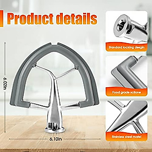 Flex Edge Beater For KitchenAid 4.5-5 Quart Tilt-Head Stand Mixer,Stainless Steel Kitchenaid Paddle Attachment with Silicone Edge Scraper,Kitchen Aid Mixer Accessory Replacement Parts