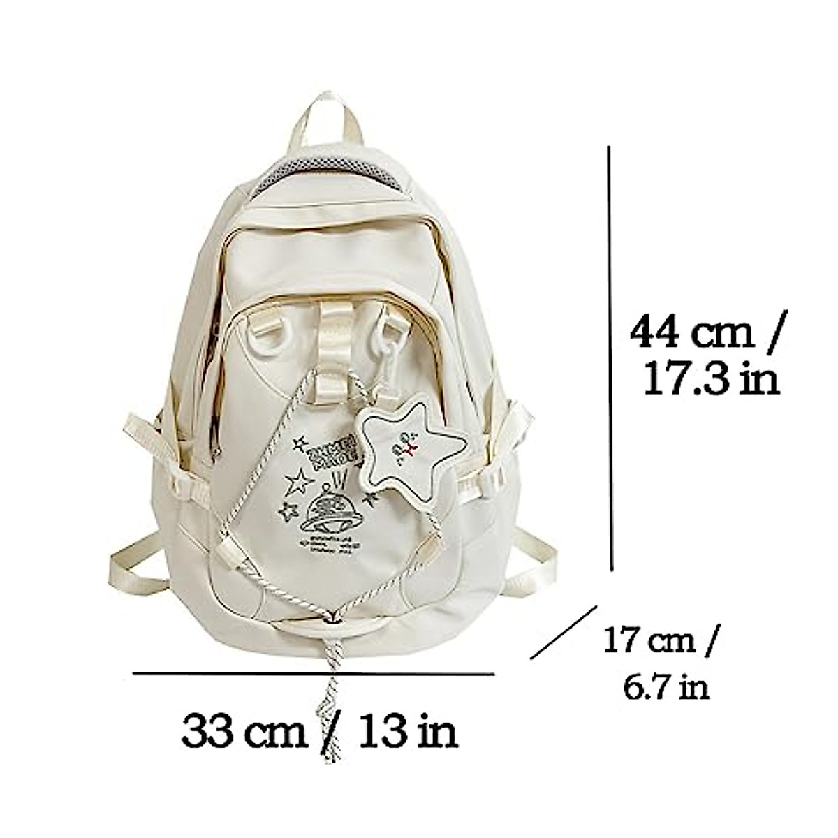 ASNAT Kawaii Backpack with Cute Star Pendant Large Capacity Bag for Women