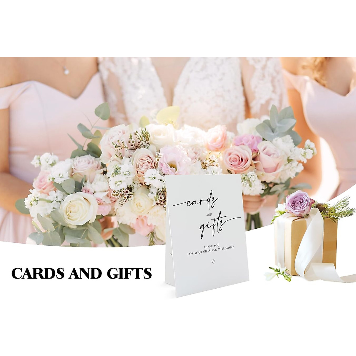 Card and Gift Sign(8 x 11 Inch Table Sign with Holder), Thank You for Your Gift and Well Wishes, Minimalist Wedding Decoration Sign, Bridal Shower Baby Shower Favors for Guests-WEEDS08