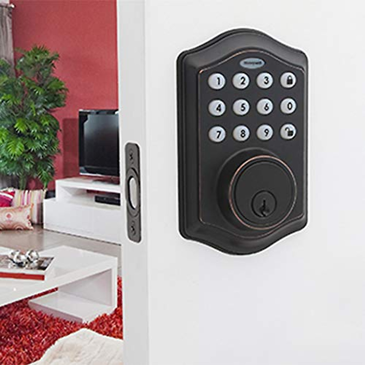 Honeywell Safes & Door Locks - Keyless Entry Door Lock with Smart Electronic Keypad Deadbolt - Easy Installation & 50 Different Pin Codes - Auto Lock - Oil Rubbed Bronze - 2.9 x 2 x 6.2 in - 8712409