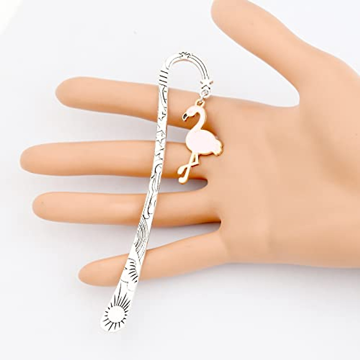 bobauna Enamel Flamingo Themed Bookmark Flamingo Bird Lover Jewelry Gift for Book Lover (Flamingo Bookmark)