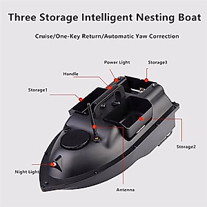 RC Fishing Bait Boat, GPS Positioning Automatic Return, Three Warehouse Bait Boat, Double-Engine Remote Control Fishing Boat Fishing Tool,Black,GPS 12000MAH