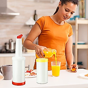 24 Pack Bar Pour Colorful Juice Pouring Bottle Containers 34 oz Plastic Juice Dispensers in 6 Colors for Bar Home Kitchen Party Supplies