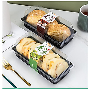 XIZHI 50Pcs Reusable Sandwich Box with Clear Lids Sandwich Plastic Container Sushi Container Box Swiss Roll Container for Cakes Cookies Pastries Dessert Fruits salad Display,7.5"x3.3"x2.3"