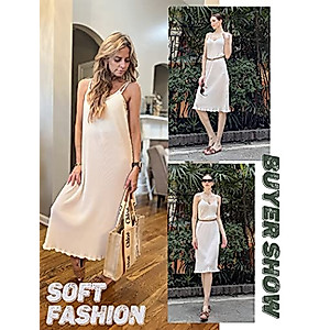 Ekouaer Night Gowns for Adult Women Long Nightgown Sexy Full Slips Sleepwear Sleeveless Pajama Sleep Dress White M