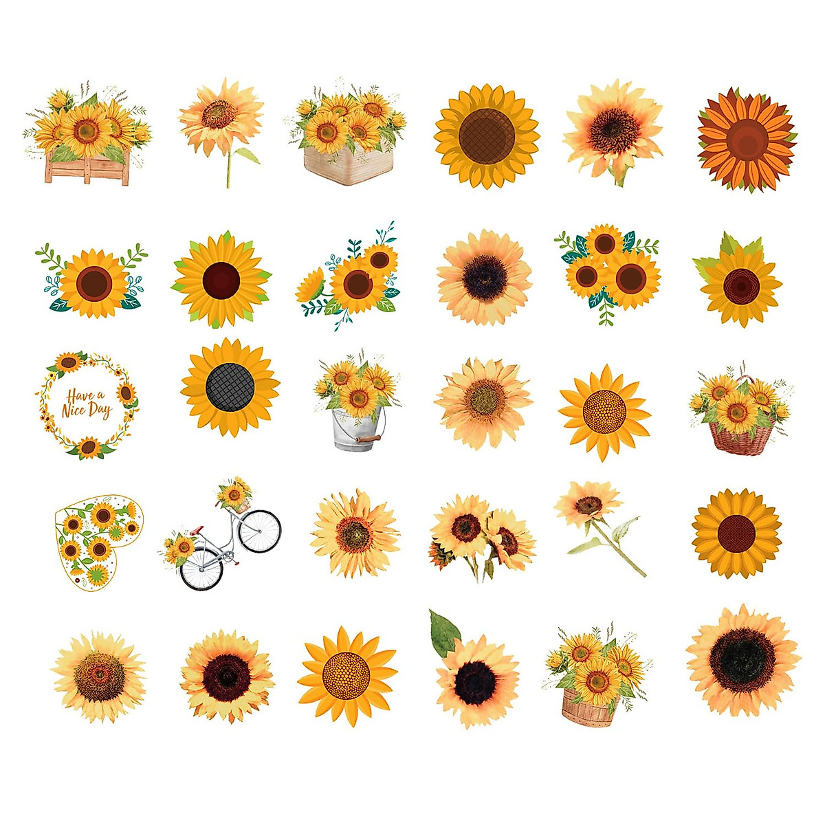 ETDTech Sunflower Wall Stickers Decals with 3D Butterfly, Yellow Flower for Kitchen Bedroom Nursery Children Room Living Room Waterproof Removable, 11.6inchx9.8inchx0.5inch