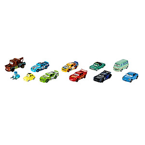 Mattel Disney and Pixar Cars Set of 10 Die-Cast Mini Racers Vehicles, Collectible Set of 1:55 Scale Toy Cars Inspired by Movies