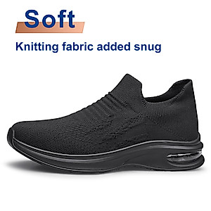 YHOON Womens Walking Shoes Non Slip Running Shoes Breathable Workout Shoes Lightweight Gym Sneakers Zapatos para Mujer Black Size 9.5