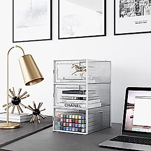 Verybegin 6-Pack Large Shoe Storage Boxes, Shoe Organizer, Clear Plastic Shoe Boxes, Shoe Containers Sneaker Storage, Stackable, Breathable, Space Saving, Easy Assembly, Fit up to US Size5-10(13.1"x9"x5.5"), White