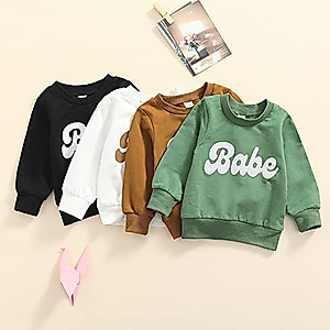 fhutpw Baby Boy Girl Sweatshirt Fall Clothes 6 12 18 24 Months Toddler 2T 3T Pullover Activewear Long Sleeve Shirts Outfit B-white