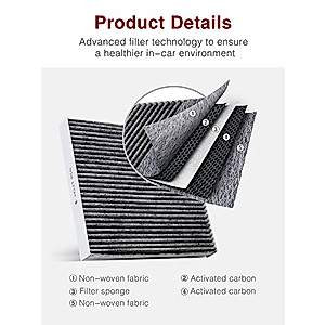 Puroma Cabin Air Filter with Activated Carbon, Replacement for CP157, CF12157, Select Lexus and Toyota Vehicles