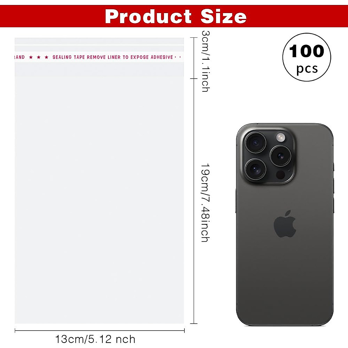 Cellophane Bags, Cookie Bags, 5x7 Inch Self Sealing Cellophane Bags, 100 PCS Cellophane Treat Bags, Resealable Clear Plastic Cello Gift Bags for Candy, Bakey, Pastry, Decorative Wrappers, Party Favors