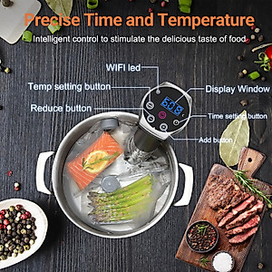 Sous Vide Cooker, Sous Vide Machines 1100W, Wifi Connect App Control with Recipe Ultra-quiet Fast-Heating Immersion Circulator Accurate Temperature and Time Digital Display, IPX7 Waterproof