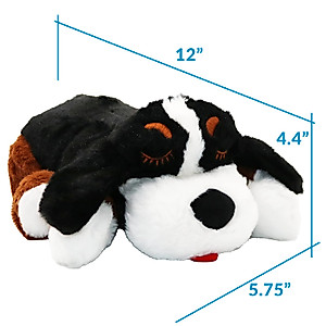 Snuggle Puppy PLUS with 3 Heat Packs & ALL NEW Smartbeat Motion Activated RealFeel Heartbeat, Pet Anxiety Relief and Calming Aid - Comfort Toy for Behavioral Training (Bernese)