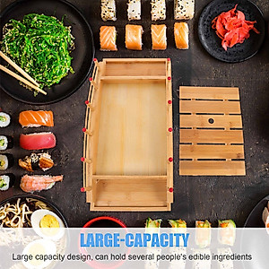 Yardwe Bamboo Sushi Boat Serving Tray, Arch Bridge Sushi Boat, Wooden Sushi Bridge Serving Plate for Home Restaurant 44x22x13CM