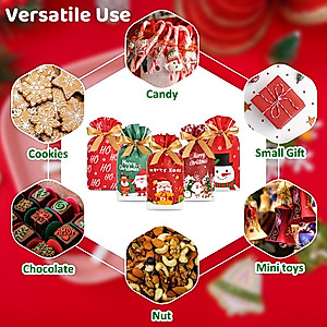 Shintop Christmas Treat Bags Drawstring, 50PCS Plastic Holiday Goodie Bags 5.8x9inch Reusable Gift Pouches for Party Favors Sweets Cookies