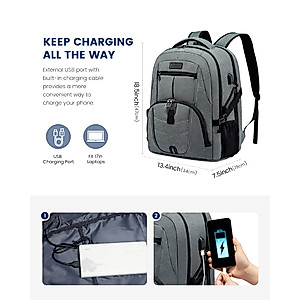 LOVEVOOK Travel Laptop Backpack Waterproof Anti Theft Backpack with Lock and USB Charging Port Large Computer Business Backpack for Men College Backpack (17 inch,DarkGrey