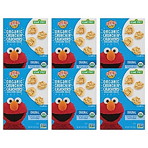 Earth's Best Organic Kids Snacks, Sesame Street Toddler Snacks, Organic Crunchin' Crackers, Wholesome Snacks for Toddlers 2 Years and Older, Original, 5.3 oz Box (Pack of 6)