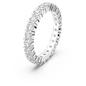 Swarovski Vittore XL Ring, Clear circle-cut Swarovski Crystals on a Rhodium Finish Setting, Size 6, Part of the Swarovski Vittore Collection