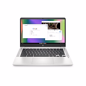 HP Chromebook 14 Laptop, Intel Celeron N4120, 4 GB RAM, 64 GB eMMC, 14" HD Display, Chrome OS, Thin Design, 4K Graphics, Long Battery Life, Ash Gray Keyboard (14a-na0226nr, 2022, Mineral Silver)